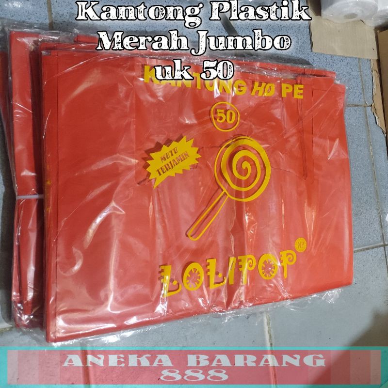 Jual plastik merah jumbo uk 50 kantong plastik merah | Shopee Indonesia