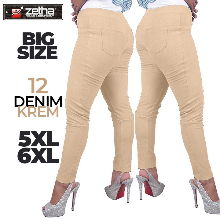 Jual Celana Legging Zetha Warna Denim Krem Ukuran 5XL - 6XL Big Size | Shopee Indonesia