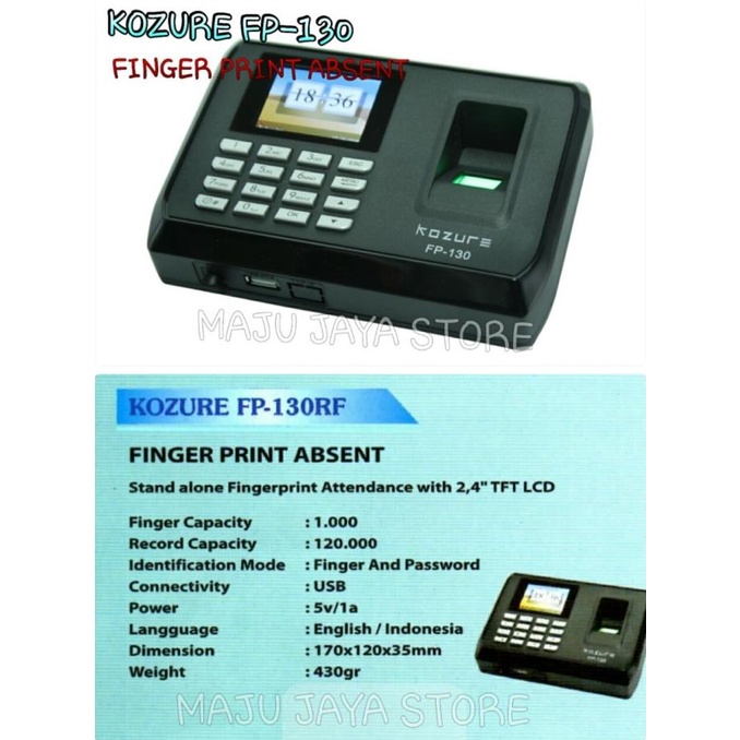 Jual Mesin Absen / Finger Print Absent Absensi Kozure Fp 130 | Shopee ...