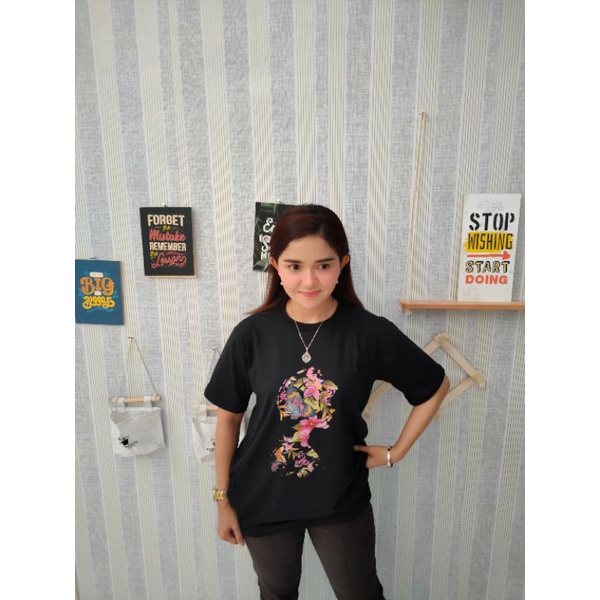 Jual BASIC T-SHIRT SILUET BUNGA KAOS ATASAN WANITA KOREAN STYLE PREMIUM ...