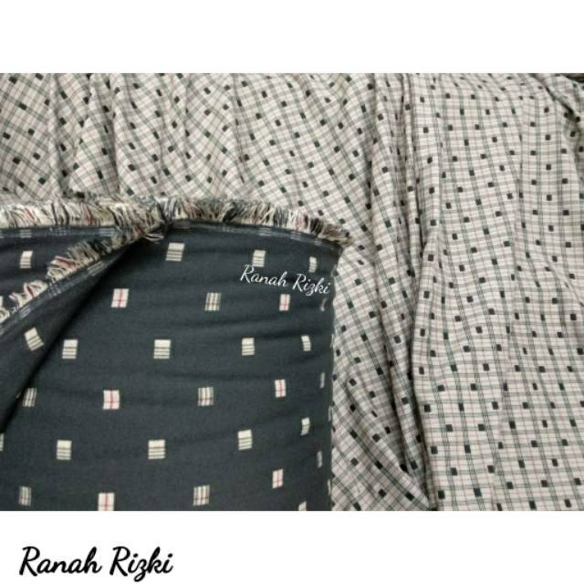 Jual [sw.04] kain semiwool kotak/ bahan semi wool unique / double face ...