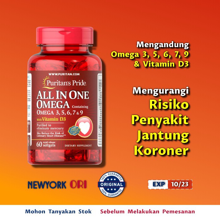 Jual Puritan All In One Omega-3, 5, 6, 7, 9 with Vitamin D3, 60 ...