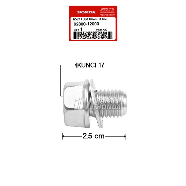 Jual 92800-12000 Baut & Ring Tap Oli 17 CBR 150 R CB 150 R Sonic Verza ...