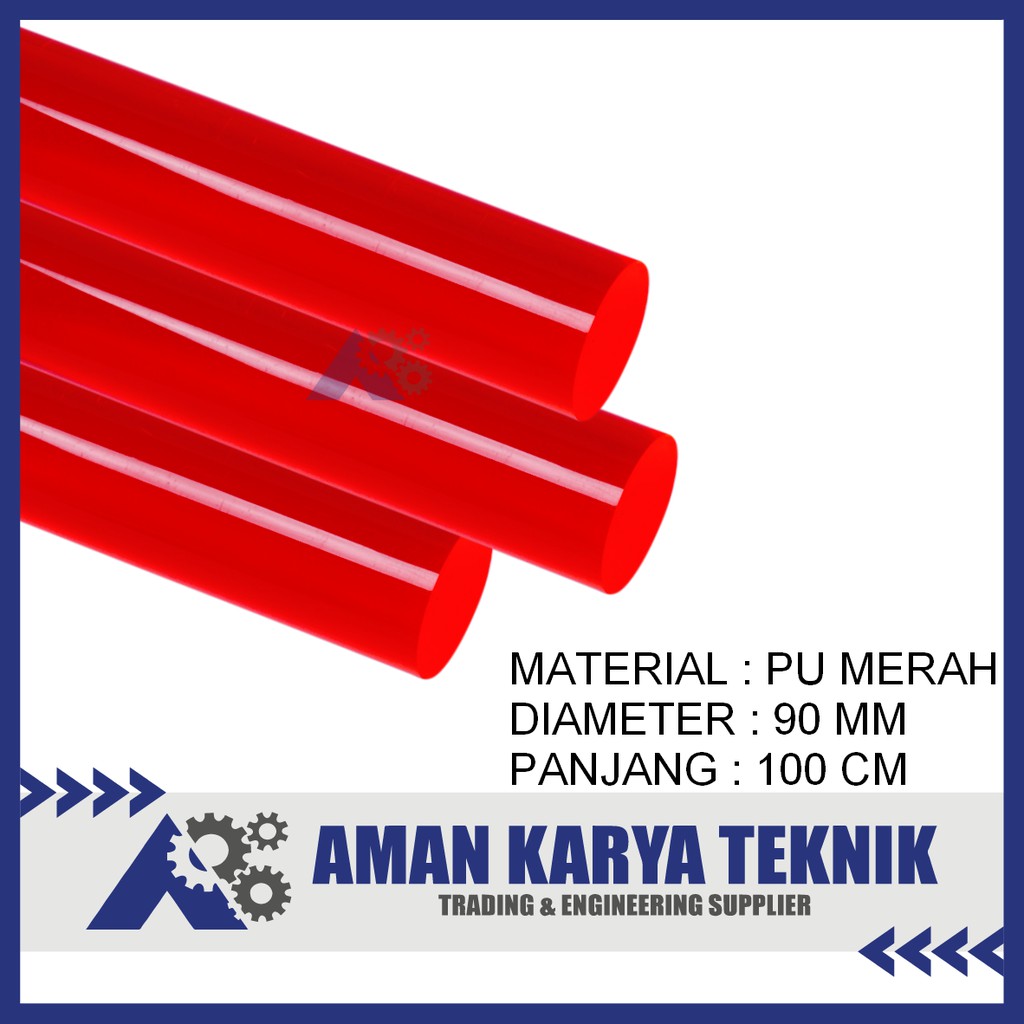 Jual Polyurethane Merah Batangan ( PU Red Rod ) Dia. 90 mm x 1000 mm ...