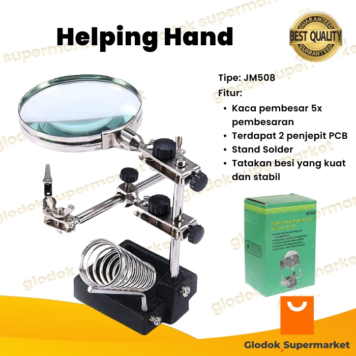 Jual Helping Hand Magnifier JM508 Alat Bantu Solder Kaca Pembesar Jepit ...