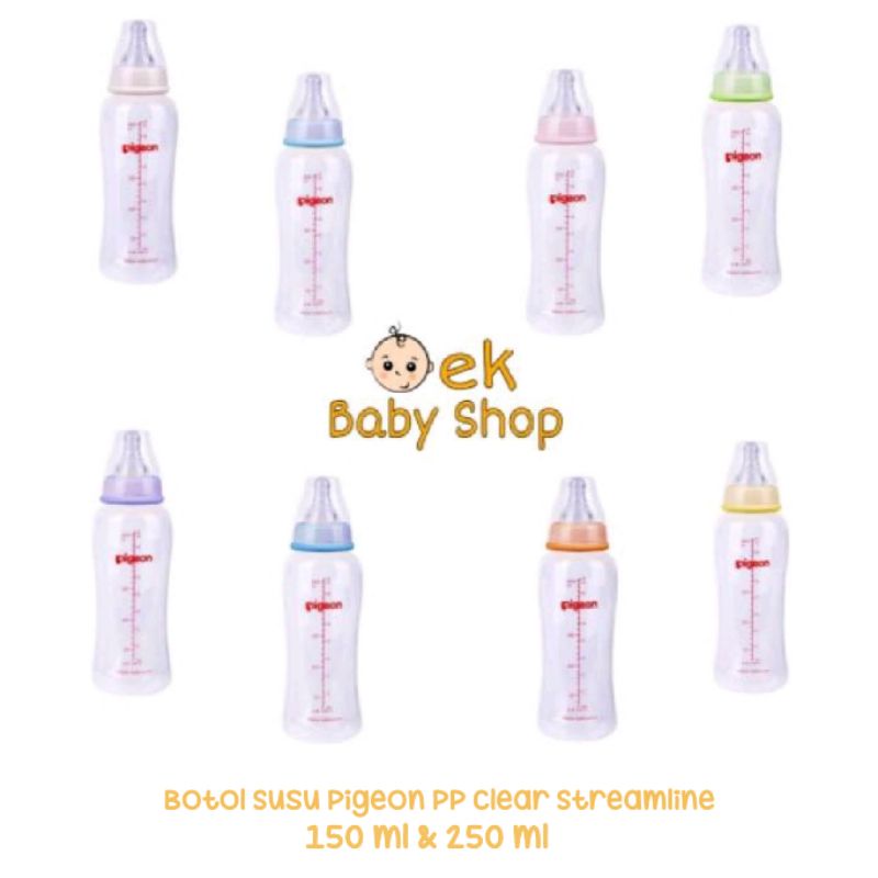 Jual Pigeon PP Clear Streamline with Type Nipple Botol Susu 150 ml / 250 ml | Shopee Indonesia