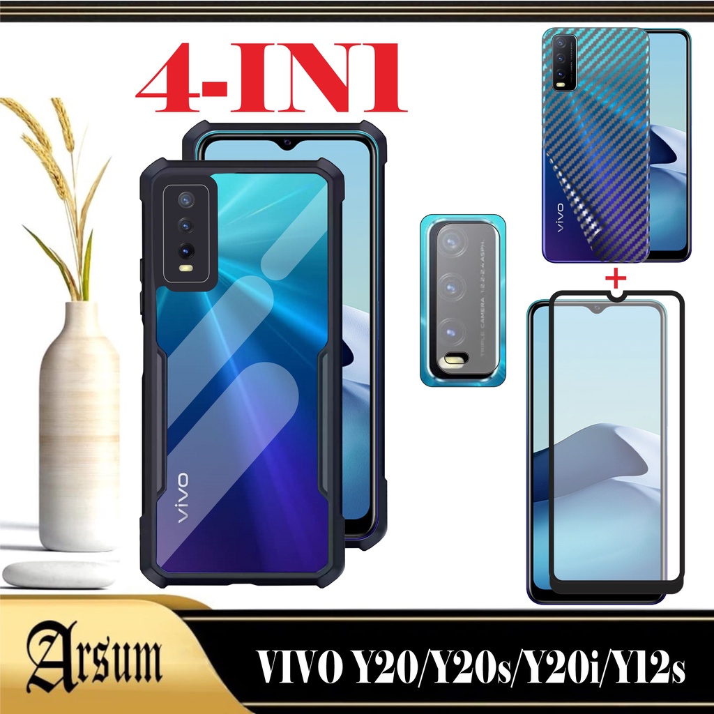 Jual PAKET 4IN1 Case VIVO Y20 Y20s Y20i Y12s Transparan Softcase Casing ...