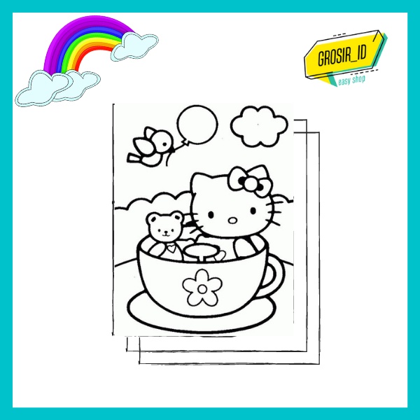 Jual Gambar Sketsa Mewarnai Hello Kitty / Seketsa Lukis / Drawing ...
