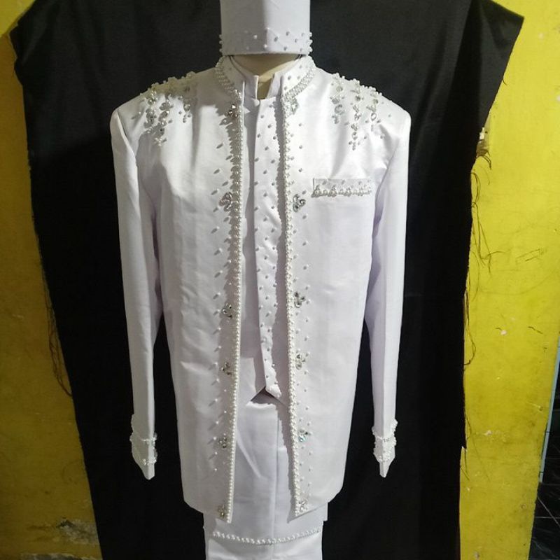 Jual beskap pengantin Ashraf saku dada berpayet | Shopee Indonesia