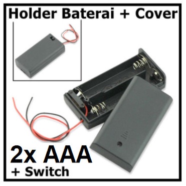 Jual 2x AAA Battery Holder Baterai Case Batere Box Kotak Tutup Saklar ...
