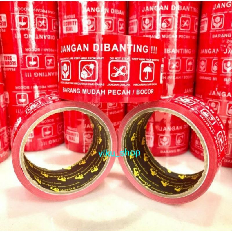 Jual Isolasi Lakban Fragile Merah Jangan Dibanting 50yd | Shopee Indonesia