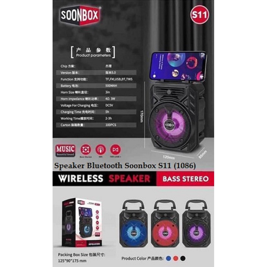 Jual Speaker Extra Bass Soonbox S11 best Wirelesss Bluetooth Spiker ...