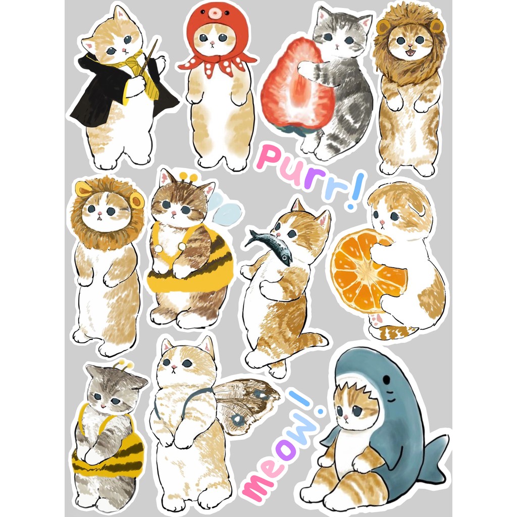 Jual Stiker Kucing Lucu / Sticker Cat Cute Decoratif Aesthetic / Stiker ...