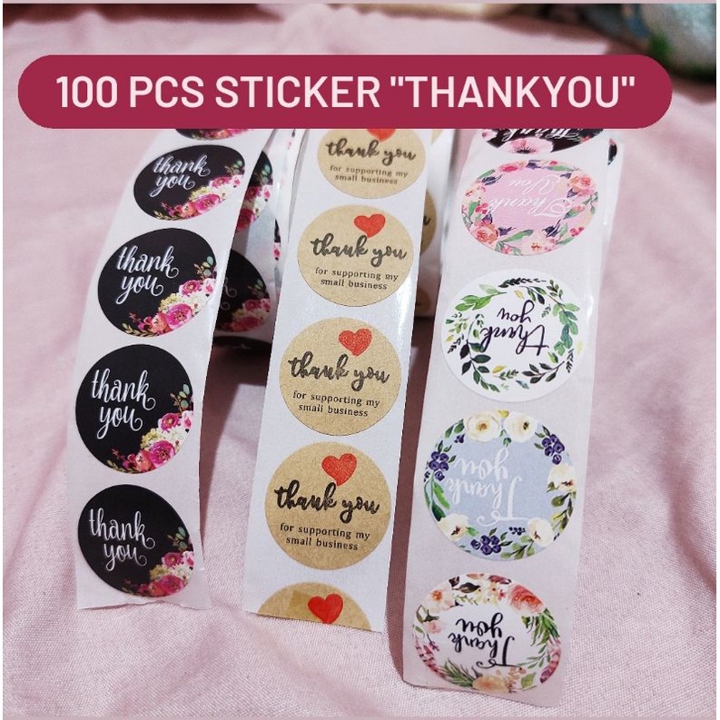 Jual 100pcs sticker terima kasih / 100pcs sticker thank you | Shopee ...
