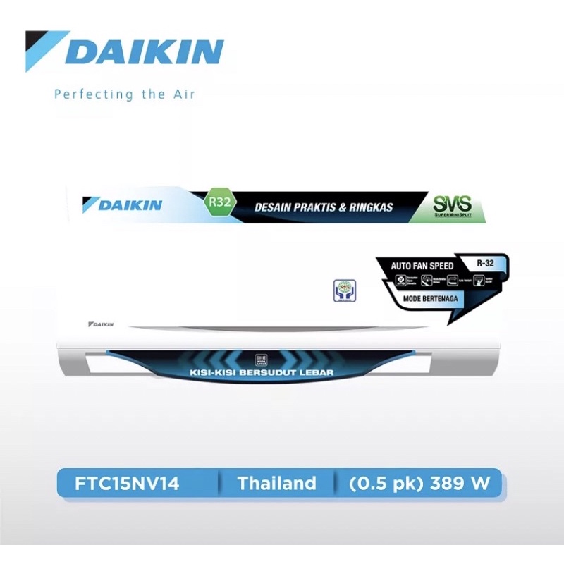 Jual DAIKIN AC Super Mini Split [1/2 PK] FTC15NV14 + RC15NV14 [INDOOR+OUTDOOR ONLY] - THAILAND ...