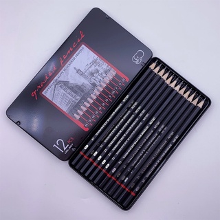 Jual 12 pcs Pensil gambar sketsa set lengkap 2H H F B HB 2B 3B 4B 5B 6B 7B 8B Charcoal Pencils ...