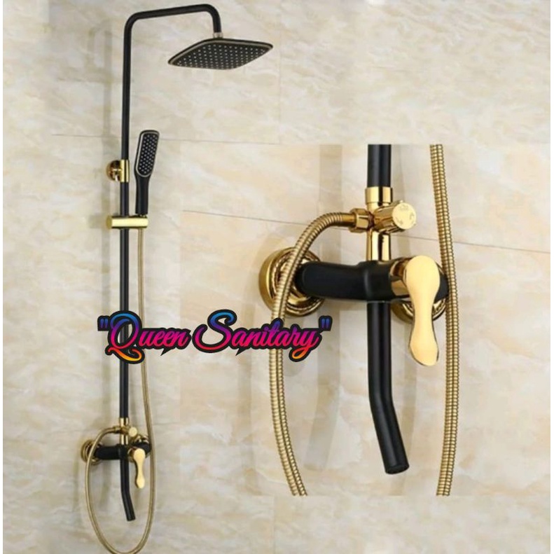Jual Shower Tiang Column Panas Dingin Black Gold /Shower Set Hitam Gold ...