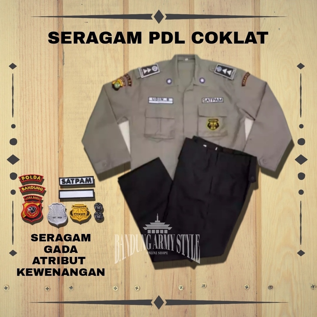 Jual PDL COKLAT SATPAM / PDL CREAM / PDL STELAN SATPAM / SECURITY PDH SATPAM | Shopee Indonesia