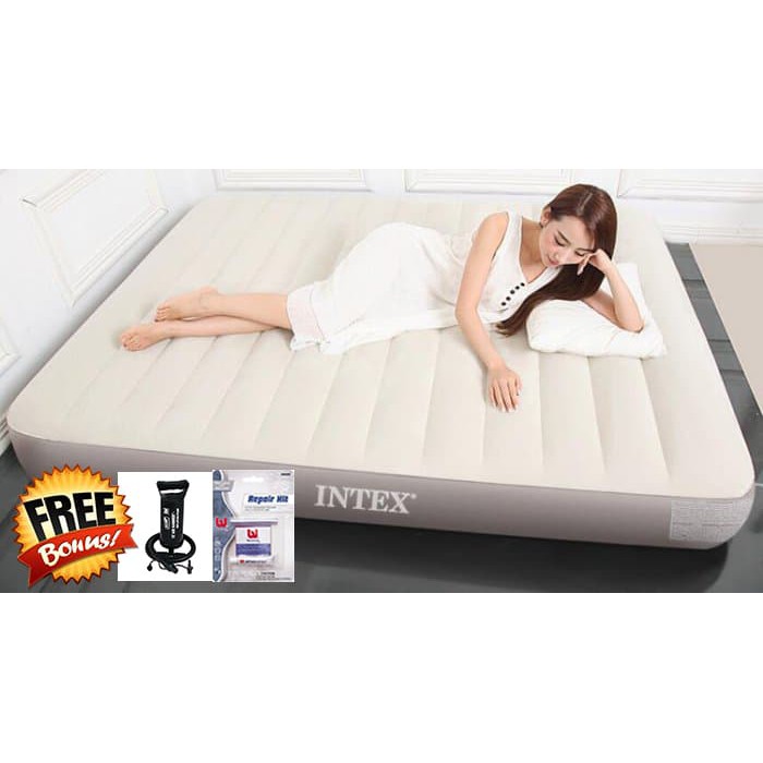 Jual PAKET Kasur Angin INTEX HIGH QUALITY INTEX DURABEAM DOUBLE + POMPA ...