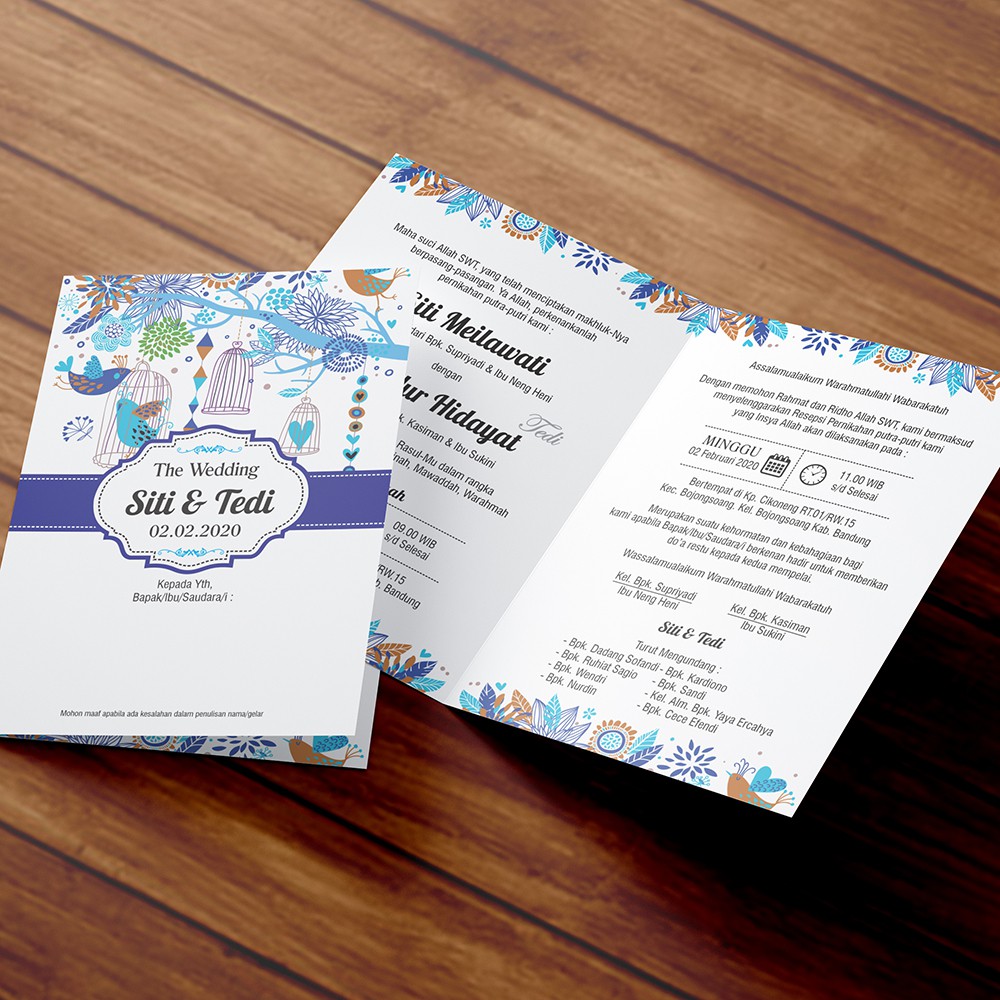 Jual Undangan Pernikahan Modern, Tema Biru, Unik, Murah, Bahan Tebal ...