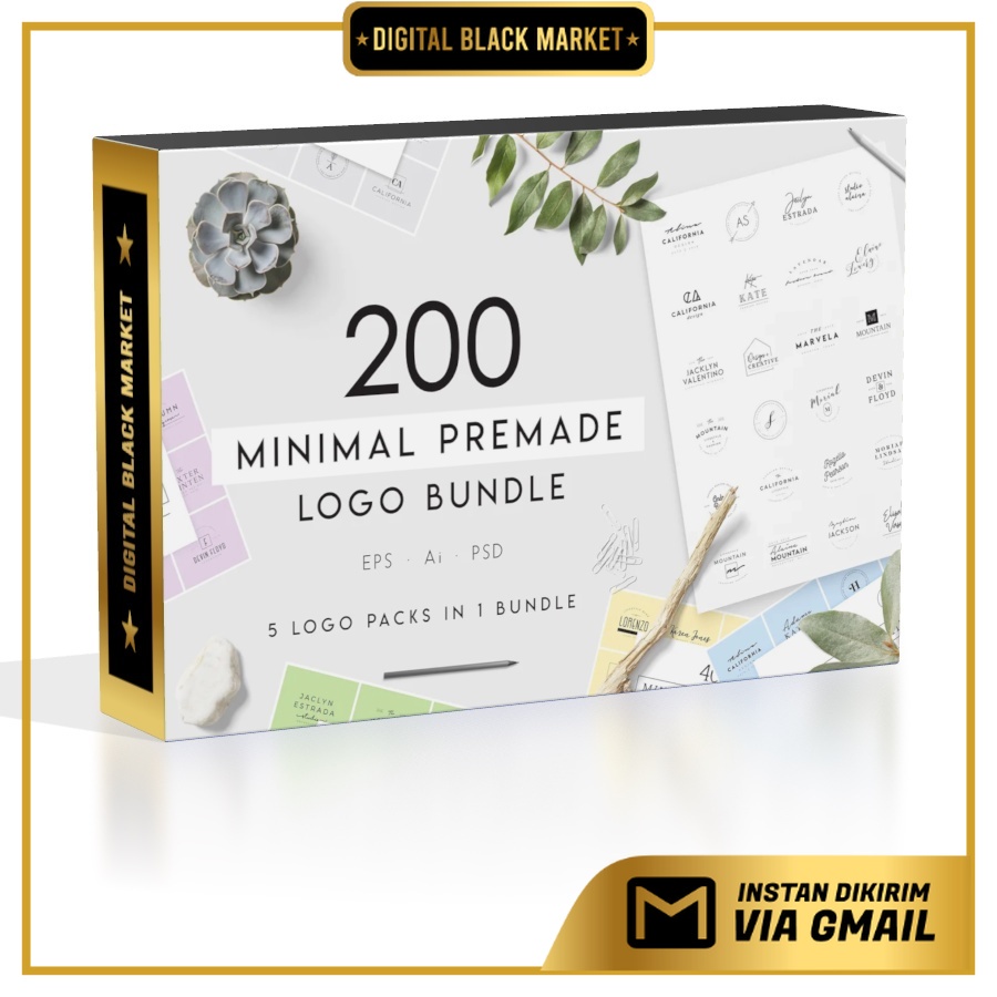 Jual 200 Minimal Premade Logo Bundle - Photoshop & Illustrator | Shopee Indonesia