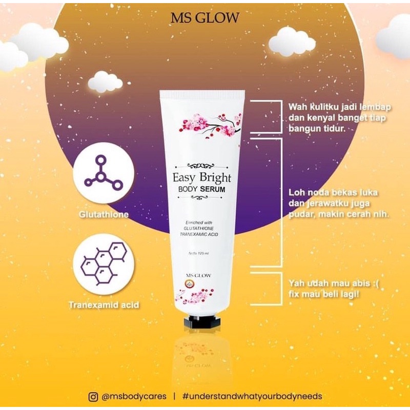 Jual MS GLOW EASY WHITE BODY SERIES 2IN1 (Body Lotion + Body Serum ...