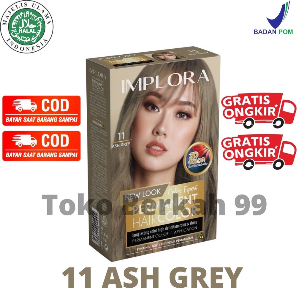 Jual IMPLORA NEW LOOK Permanent Hair Color 11 ASH GREY (Semir Rambut ...