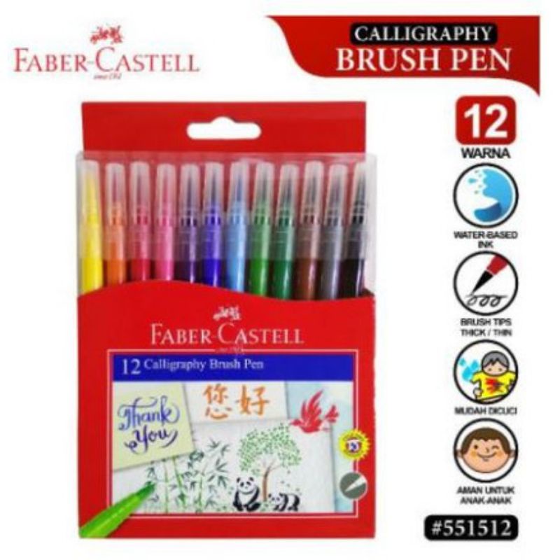 Jual CALLIGRAPHY BRUSH PEN FABER CASTELL 12 WARNA COLOR | SPIDOL ...
