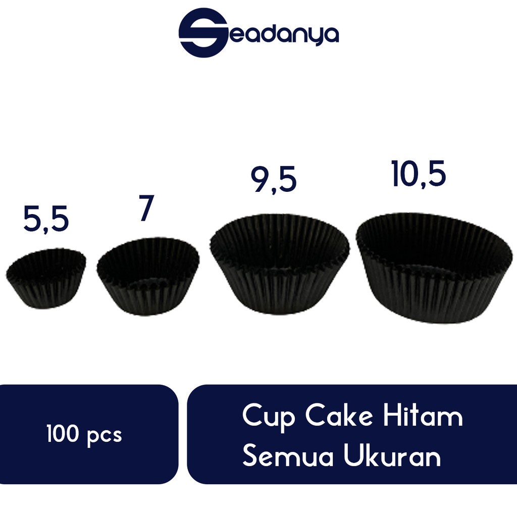 Jual Cup Cake Hitam Semua Ukuran 100pcs-Cake Cases/Bolu/Roti Kukus/Kue ...