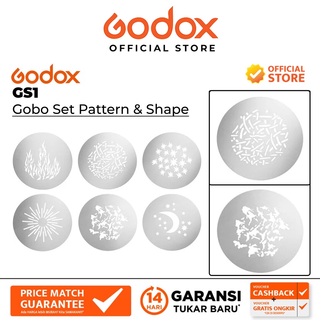 Jual Godox Gobo Set Pattern & Shape GS1 for VSA Spotlight Attachment ...
