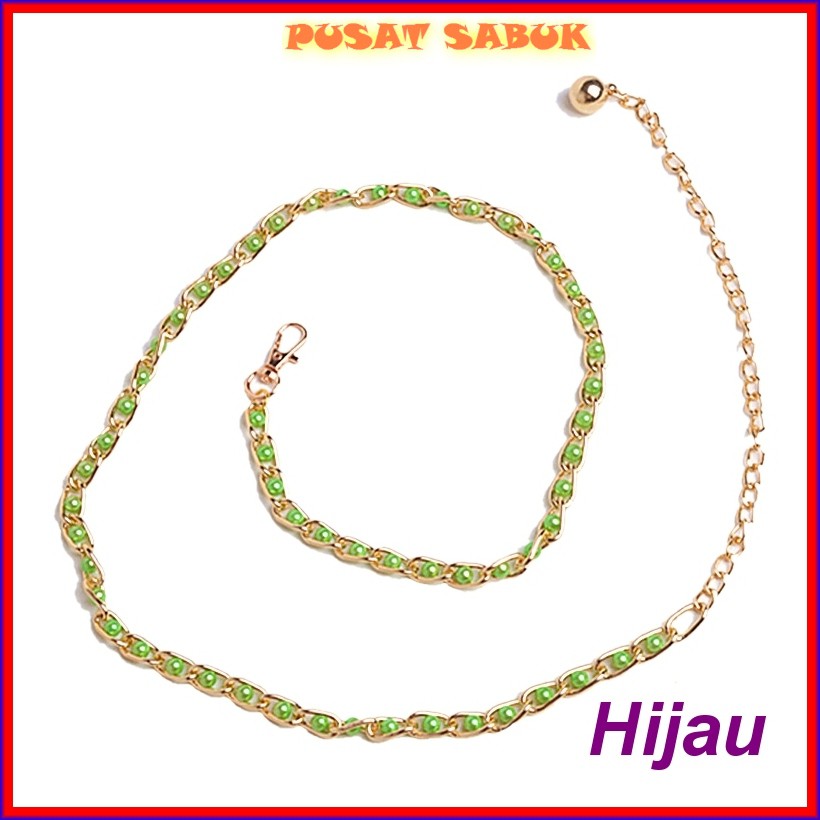 Jual Belt Gesper Rantai Sabuk Ikat Pinggang Rante Wanita Gaun Cewek Gaun Mutiara Ring Fashion ...