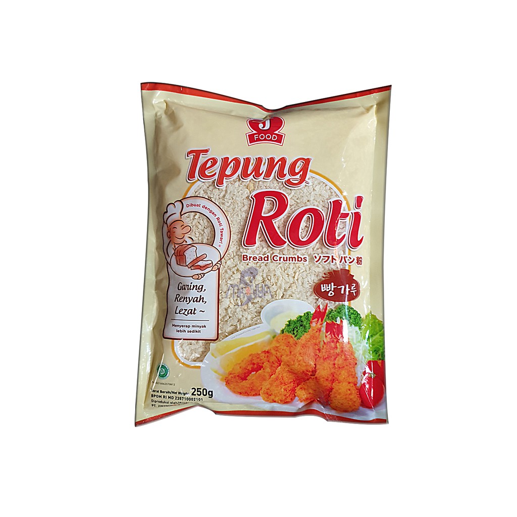 Jual Panko Tepung Roti Bread Crumb Putih Jfood 250G - E130 | Shopee ...
