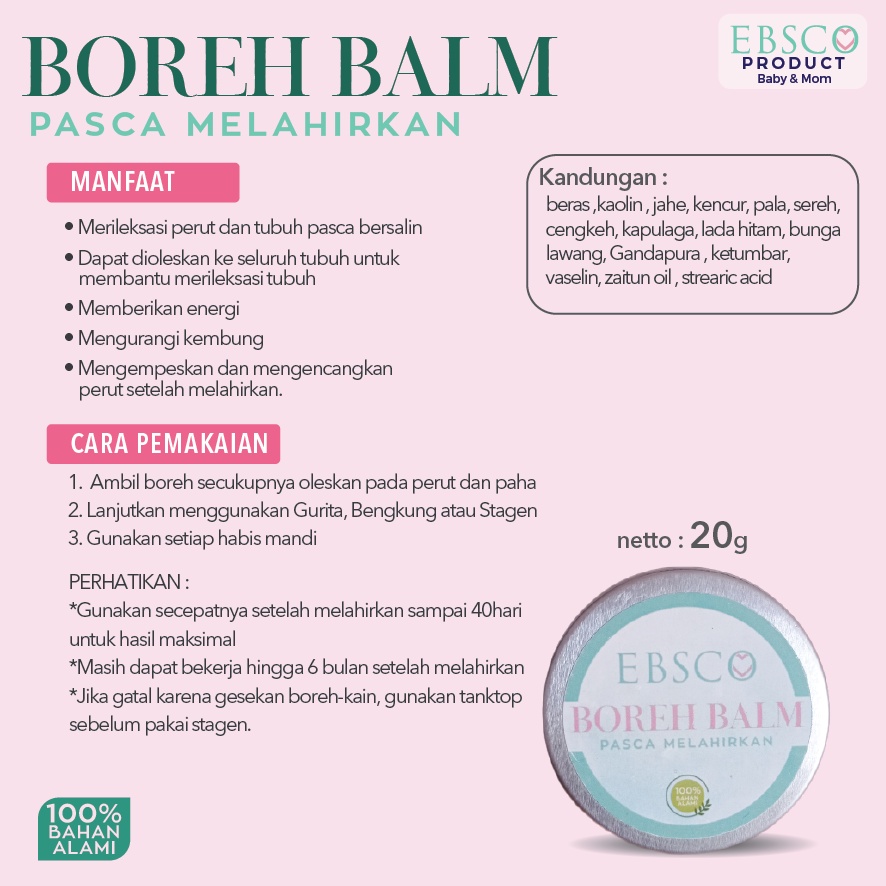 Jual BOREH PAREM PILIS BALM EBSCO Tapel Pasca Melahirkan Body Mask ...