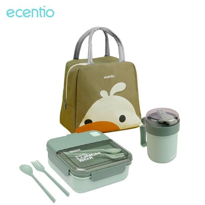 Jual ecentio 1000ml lunch box set tempat makan anak anti tumpah BPA ...