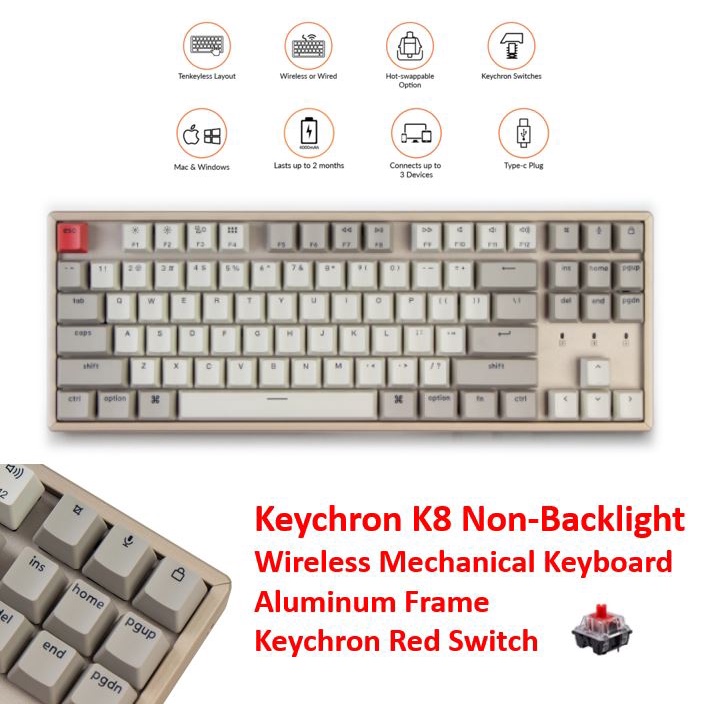Jual Keychron K8 TKL 80% Non Backlight ALUMINUM Frame Mechanical ...