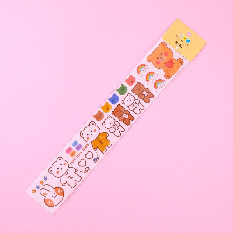 Jual Sticker Panjang Aesthetic Lucu Bear Bunny DIY Journaling Scrapbook ...