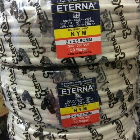 Jual KABEL ETERNA NYM 2 X 2,5 KAWAT/KAWAT TEMBAGA ( 1 ROLL/ 50 METER) | Shopee Indonesia