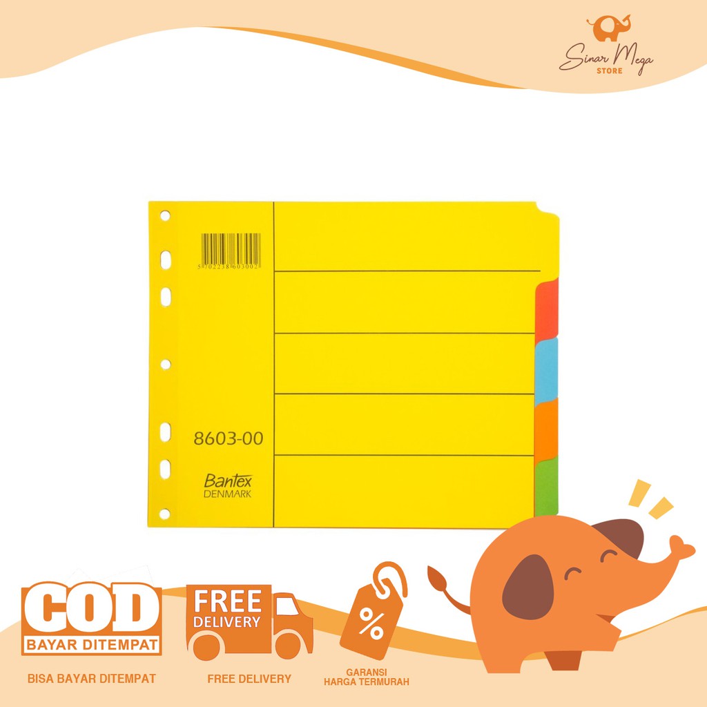 Jual Bantex Cardboard Divider 8603 00 180x215mm Index Warna / Pembatas ...