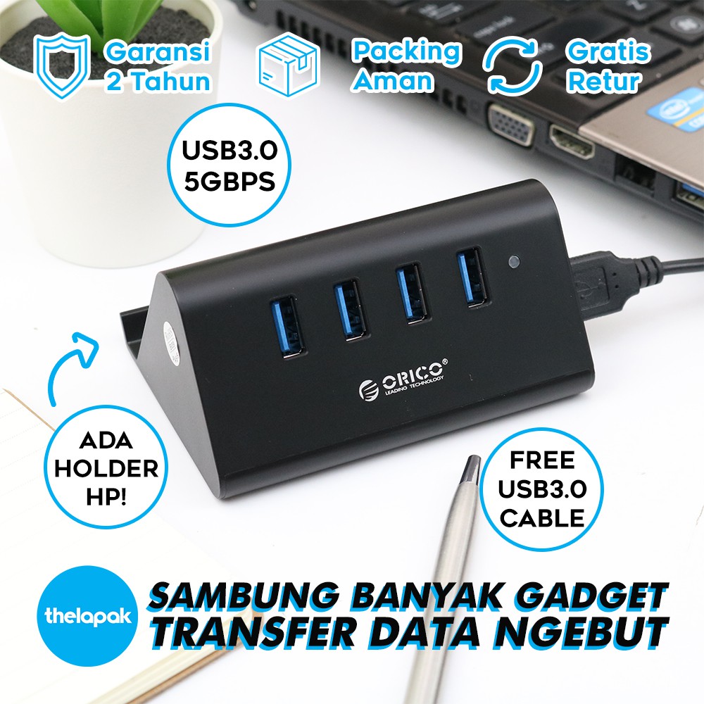 Jual USB Hub Orico SHC-U3 4 Port USB 3.0 5Gbps With Phone Holder USB ...