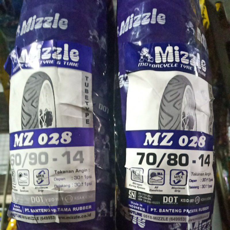 Jual Ban Motor Matic Mizzle 60/90-14 atau 70/80-14 MZ 028 Non Tubeless ...
