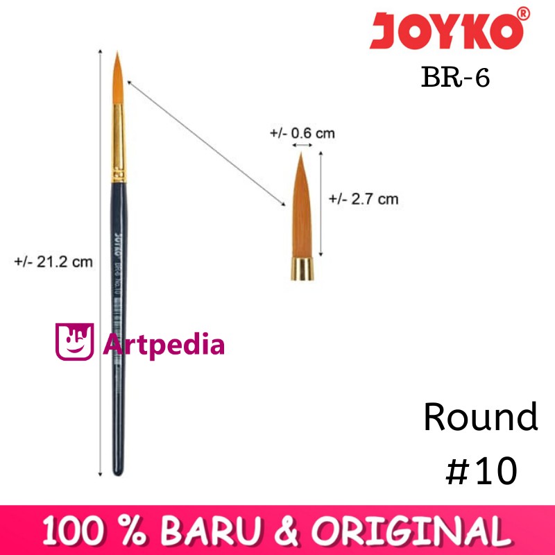 Jual Kuas Lukis Joyko BR-6 No.10 / Joyko Art Brush Round No.10 / Kuas ...
