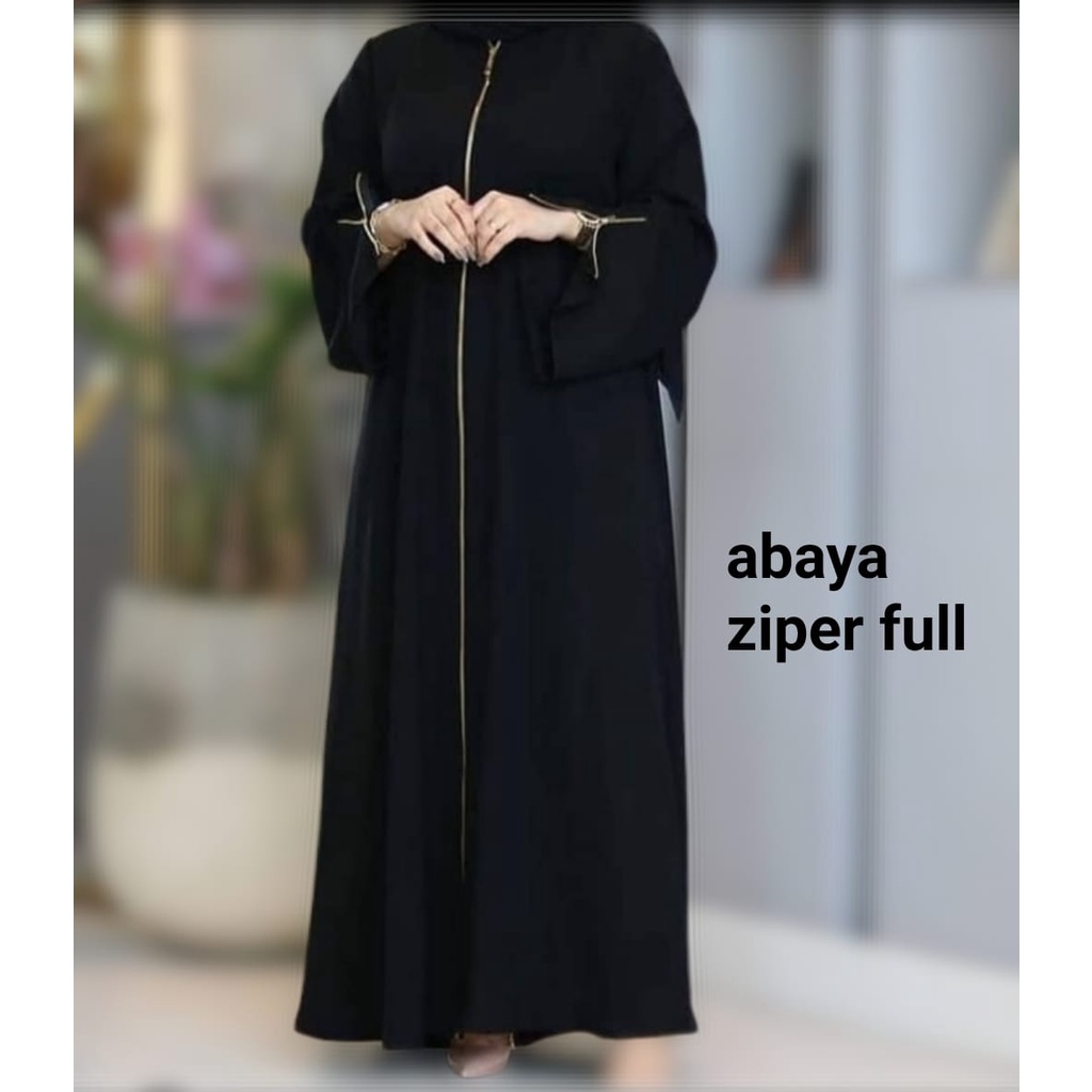 Jual Abayah Turkey Gamis HItam Maxi Bordir Dubai Ziper Full Polos ...