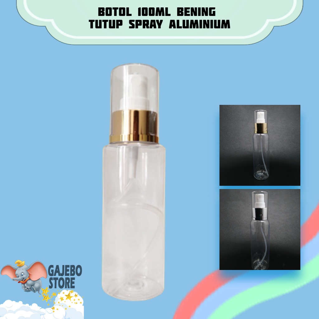 Jual BOTOL PLASTIK 100ML SPRAY GOLD SILVER FULL CAP / BOTOL 100ML SPRAY ...