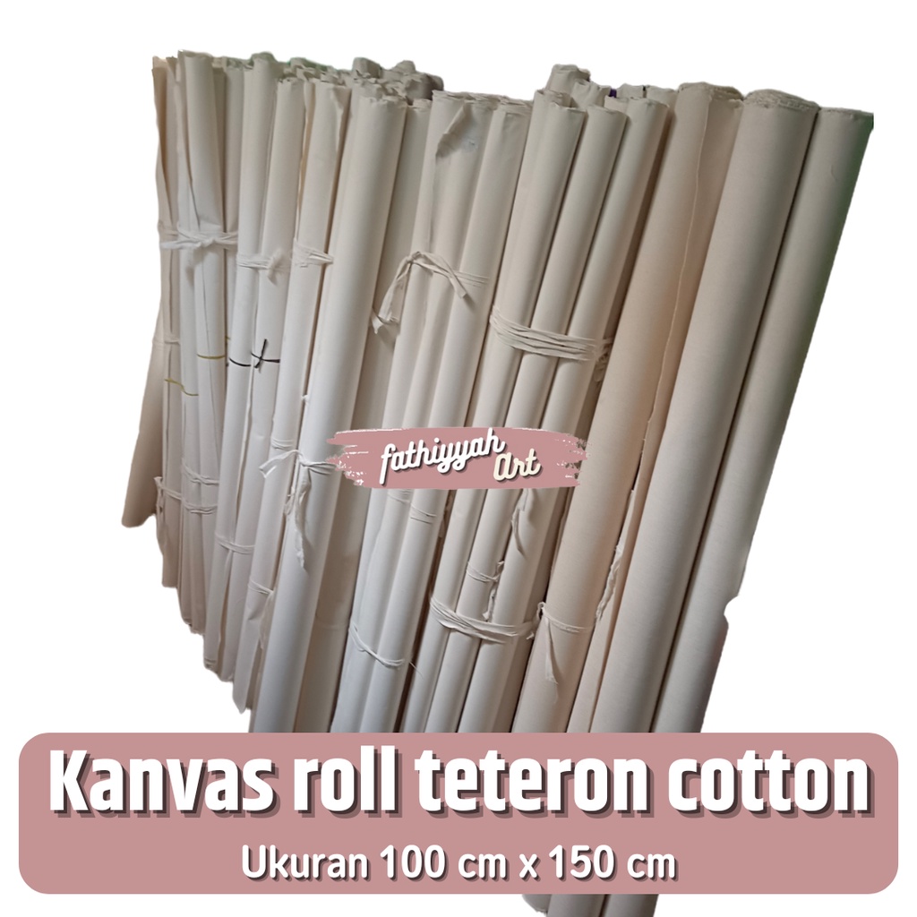 Jual Kanvas Lukis tipis roll gulungan teteron cotton 100cm x 150cm ...
