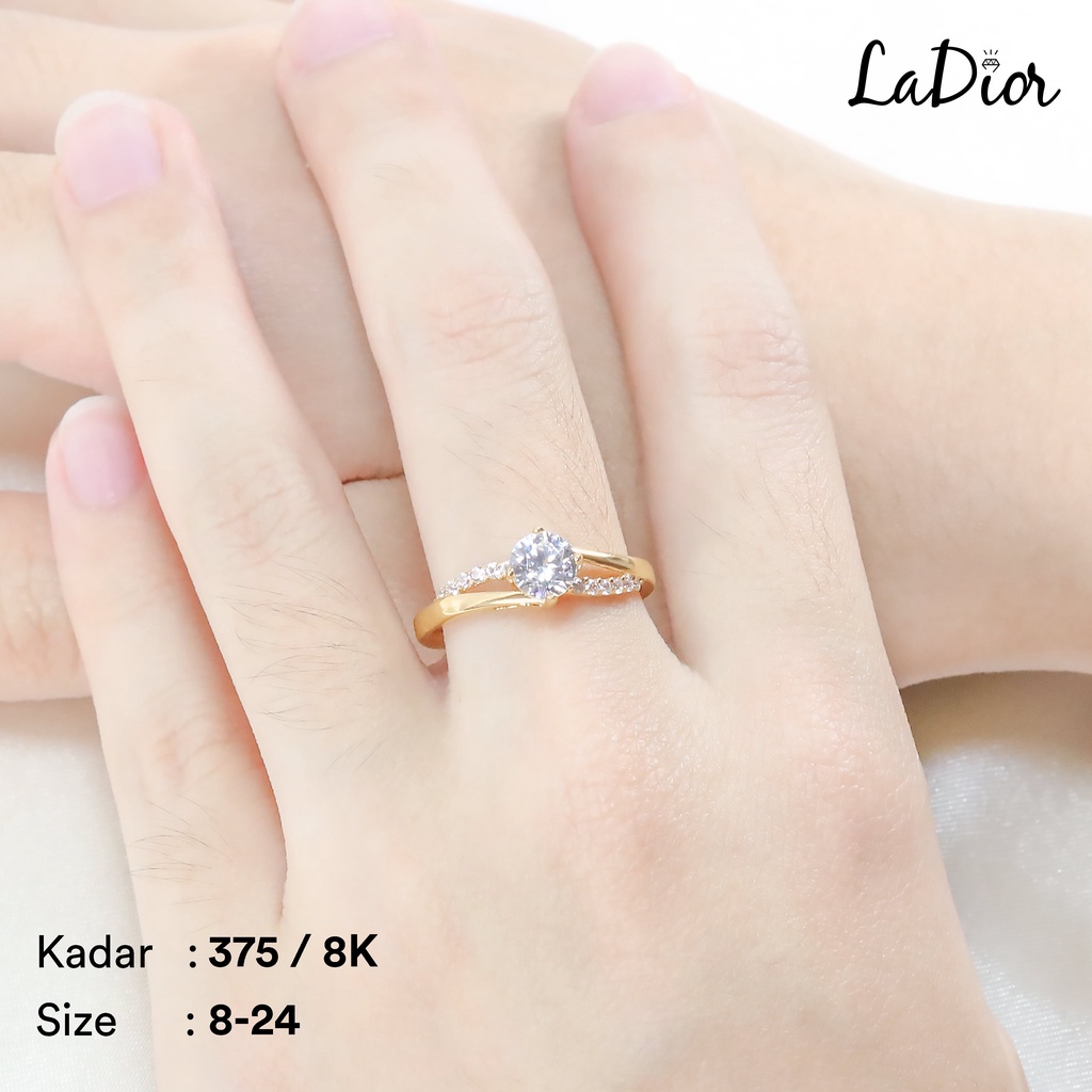 Jual LADIOR - Cincin Emas Asli kadar 375 Diamond Look Model 2 - 098 ...