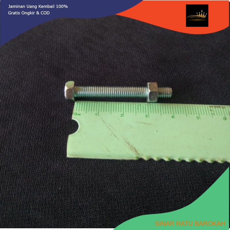 Jual BAUT MUR PUTIH M5 X 40 / BMP M5X40 / BAUT M5X40 PUTIH BMP M5 X 40 KUNCI 8 PANJANG 4CM 4 CM ...