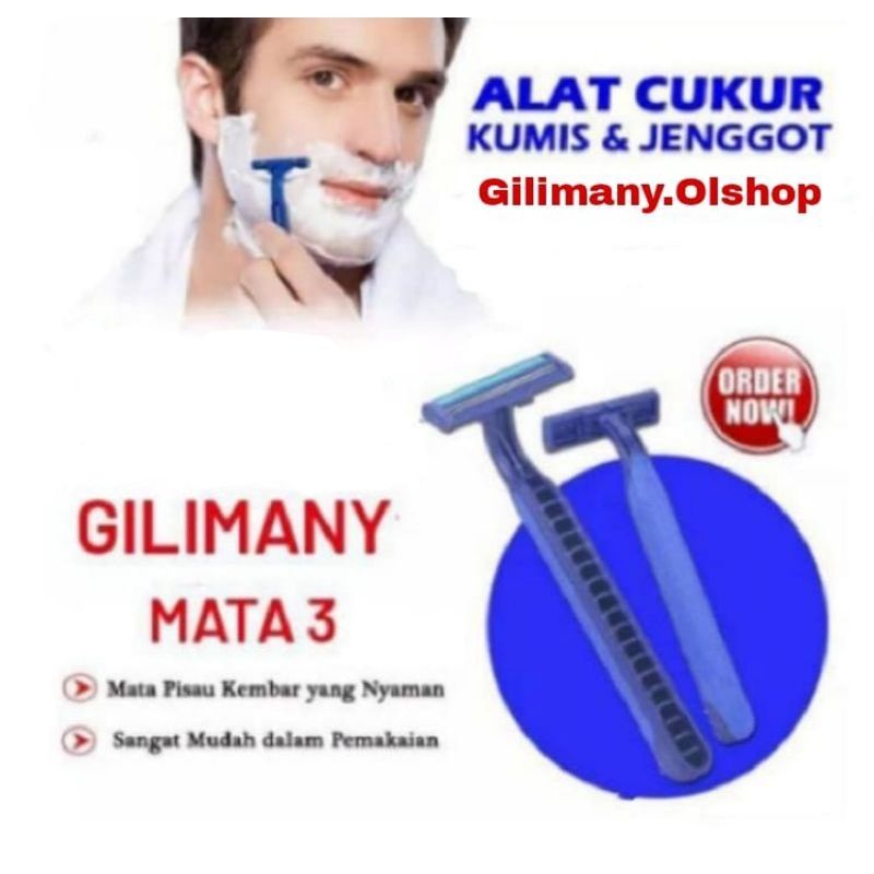 Jual Alat Cukur/Cukuran Jenggot/Cukuran Kumis/Gilimany 3 Mata Pisau⭐ ...
