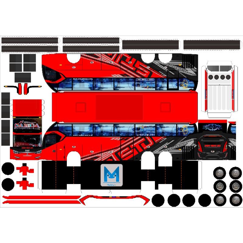 Jual Lembaran Pola Papercraft Bus STJ SAMORA XHDprime Skala 1:50 ...