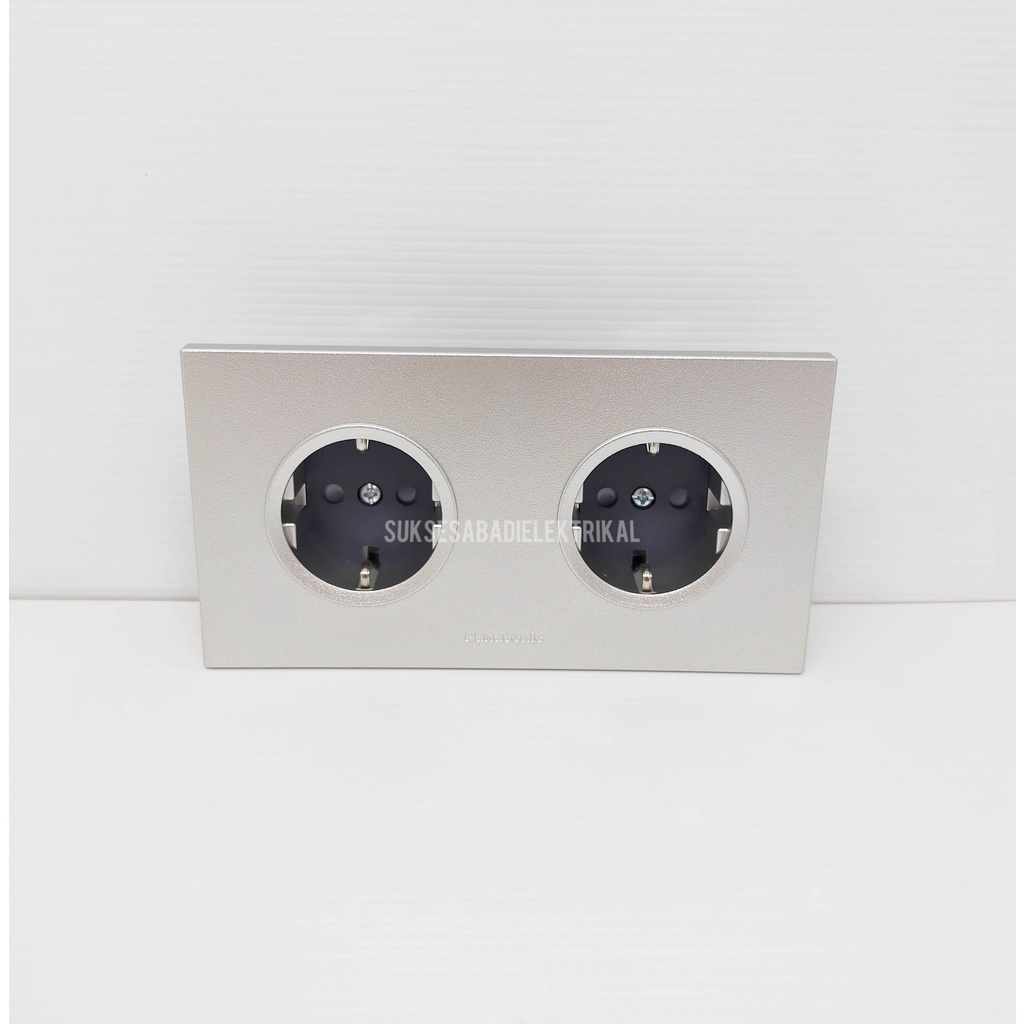 Jual STOP KONTAK DOUBLE SILVER PANASONIC 2 STOPKONTAK TANAM E STYLE ...