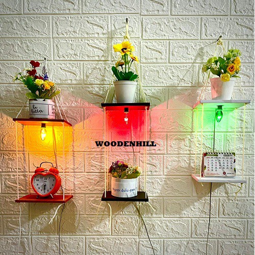 Jual FURNITURE HIASAN DINDING 2 SUSUN MINI DGN LAMPU/RAK DINDING DENGAN ...